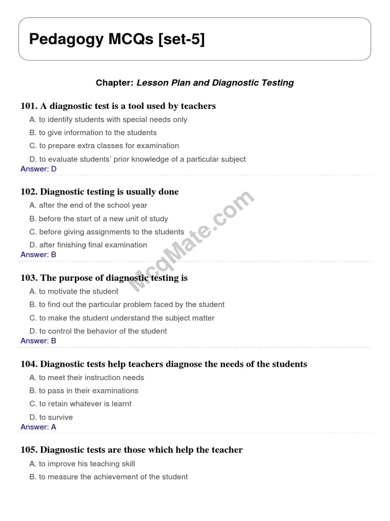 Pedagogy Solved MCQs (Set-5) | PDF | Learning | Teachers Pedagogy Solved MCQs (Set-5) | PDF | Learning | Teachers