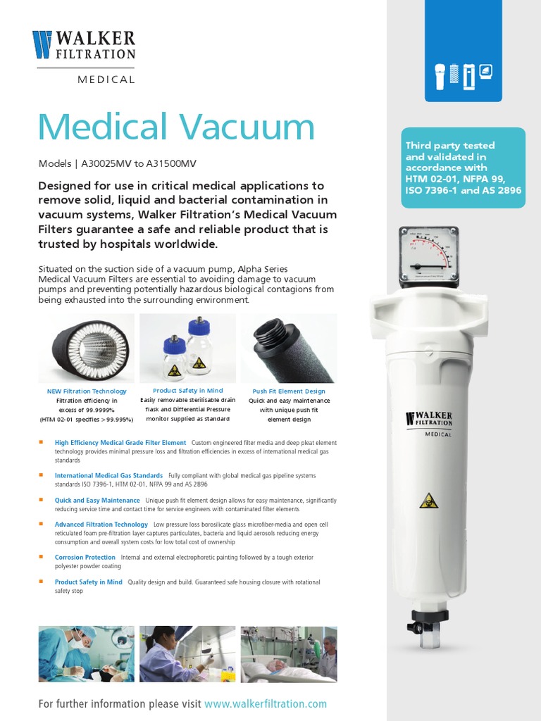Walker Filtration Alpha Medical Vacuum Filter Datasheet | PDF ...