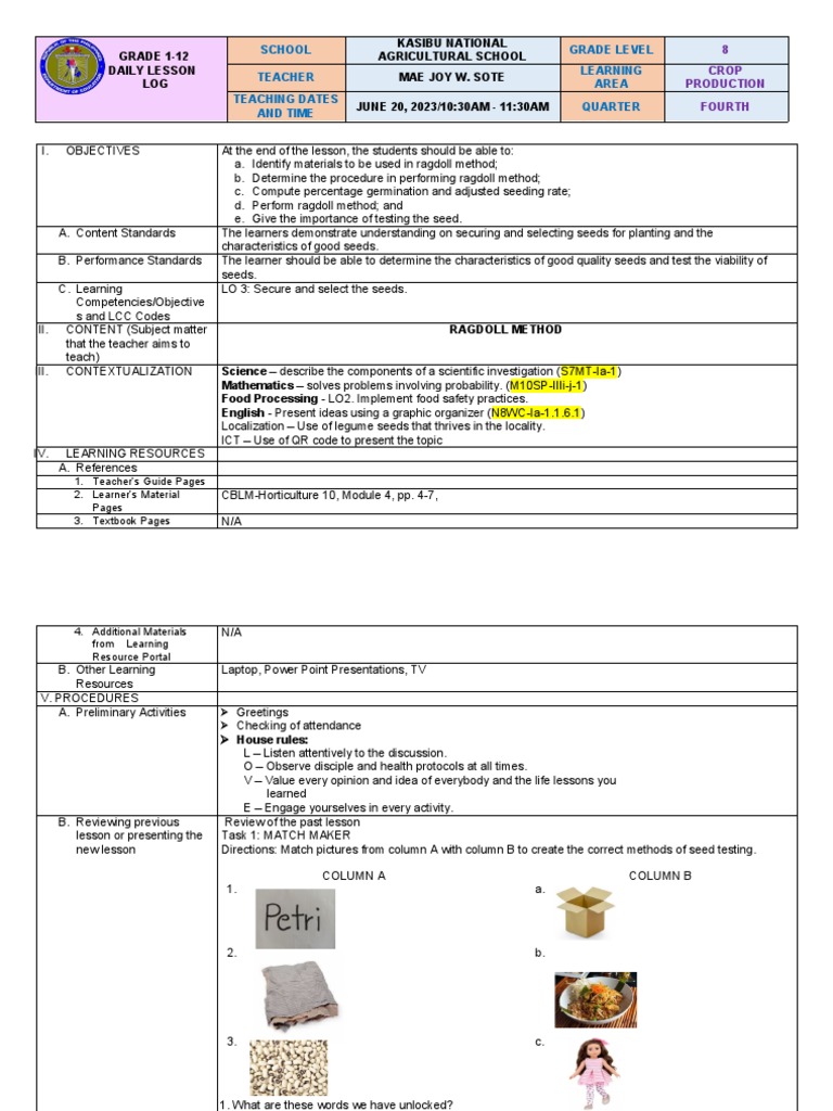 Ragdoll Method DLP | PDF | Seed | Learning