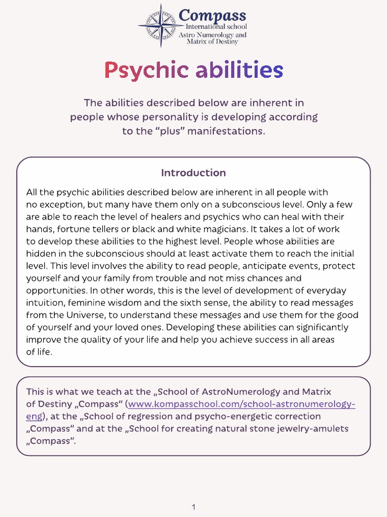 Psychic Abilities Pdf Karma Knowledge