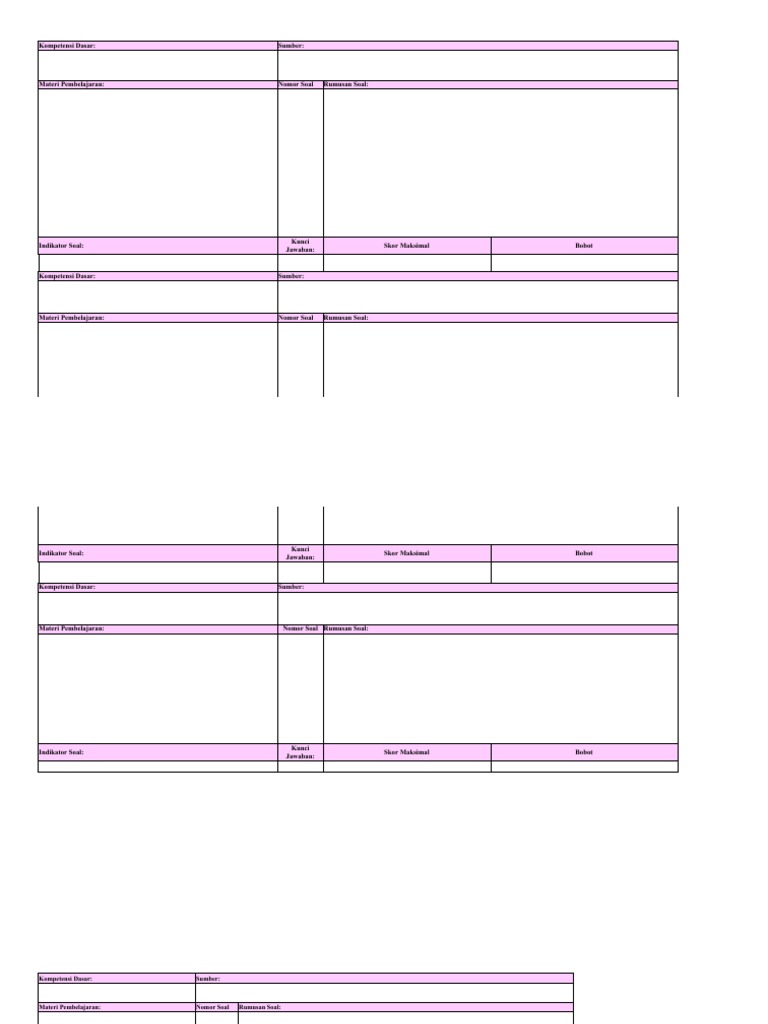 Contoh Format Kartu Soal US 2020 2021 | PDF