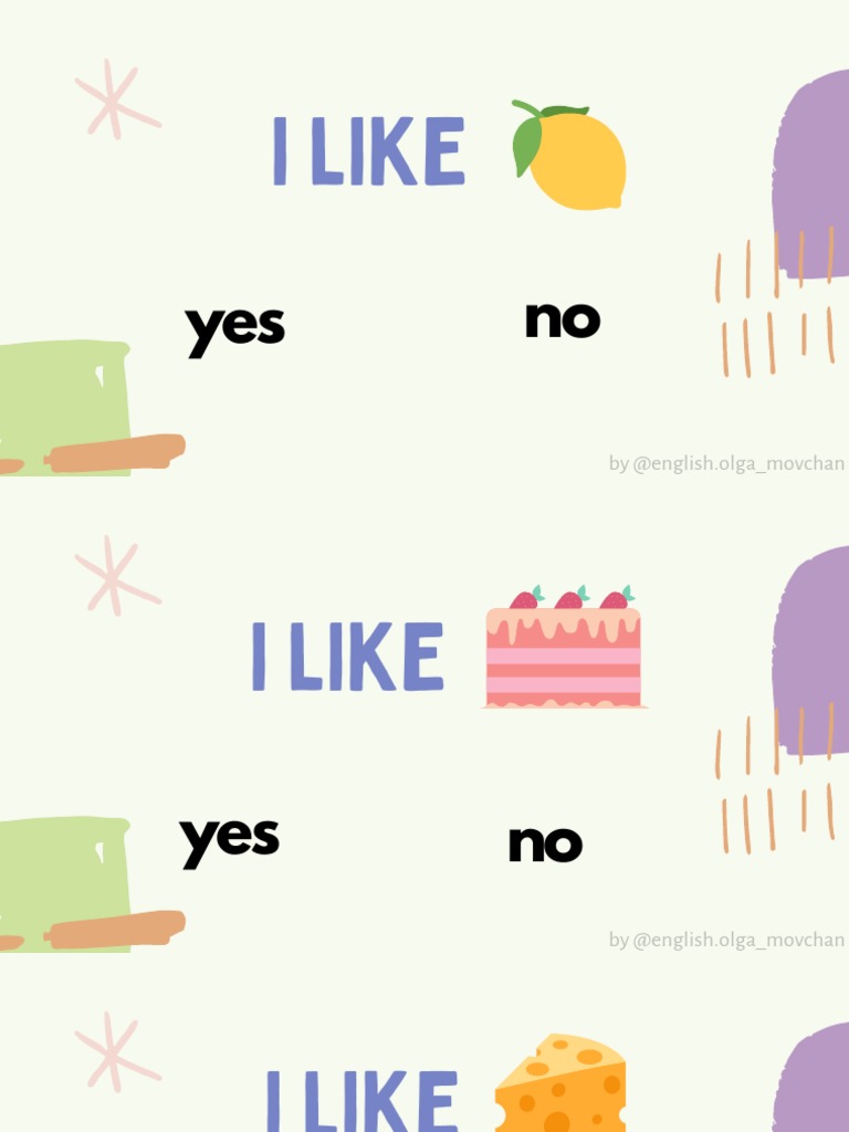 I Like ... Food - Yes No | PDF