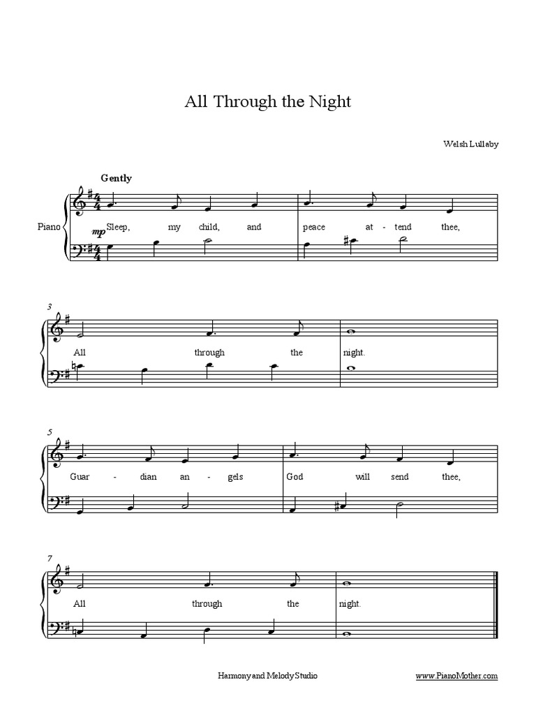 All-Through-The-Night-Piano-Solo - Welsh Lullaby | PDF