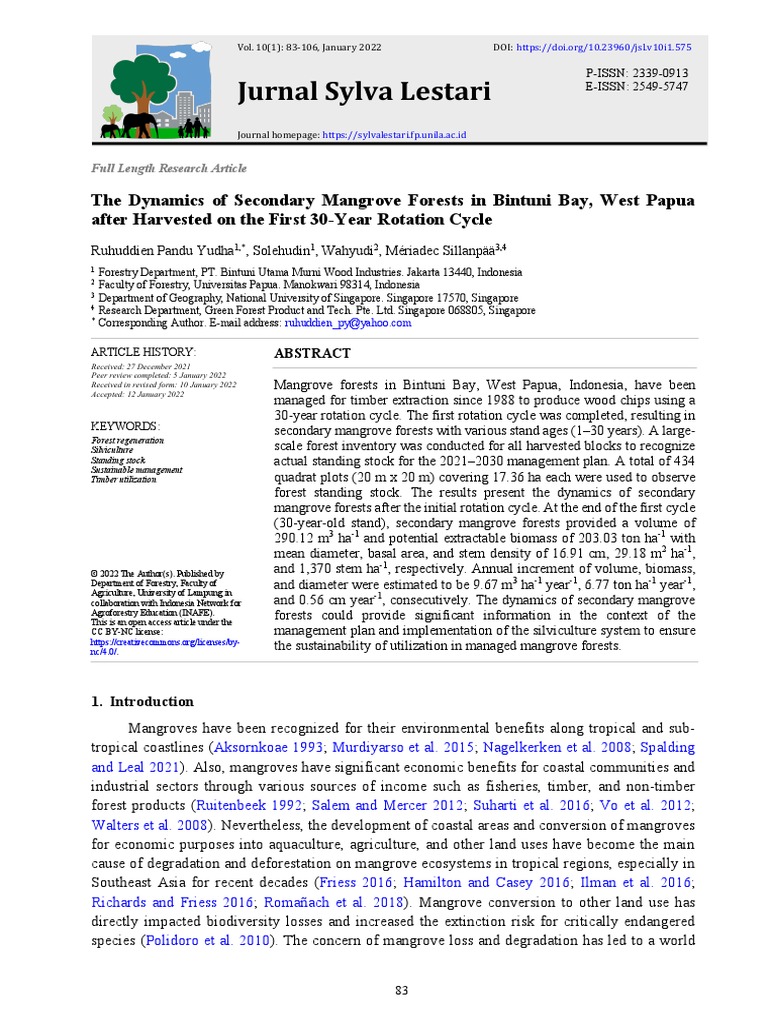 The Dynamics of Secondary Mangrove Forests in Bintuni Bay, West Papua ...