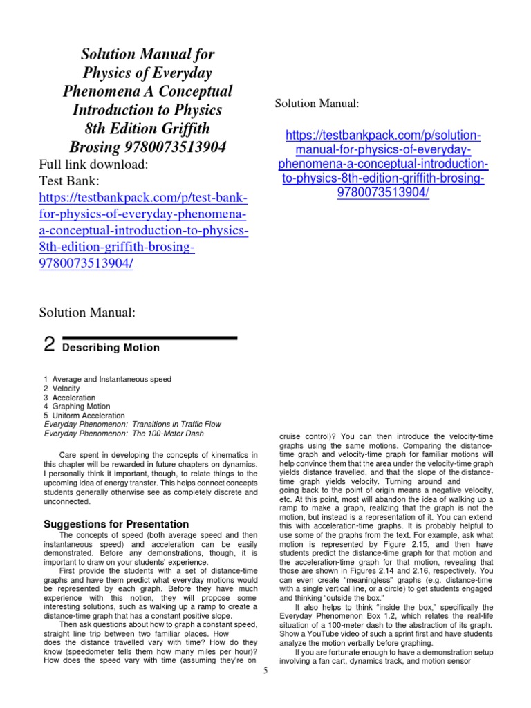 Solution Manual for Everyday Physics | PDF | Acceleration | Speed