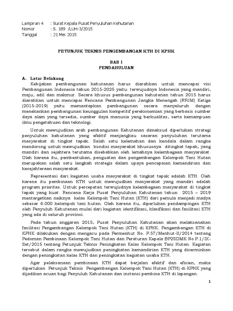 Petunjuk Teknis Pengembangan KTH Di KPHK | PDF | Bisnis