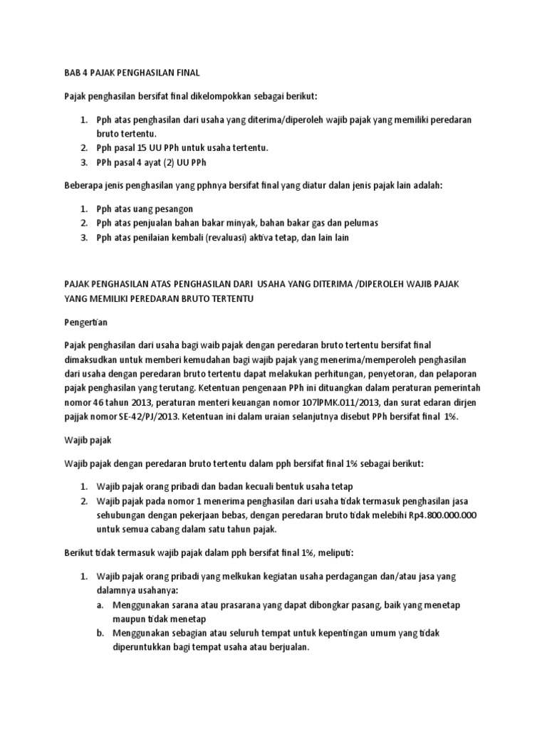 Bab 4 Pajak Penghasilan Final | PDF