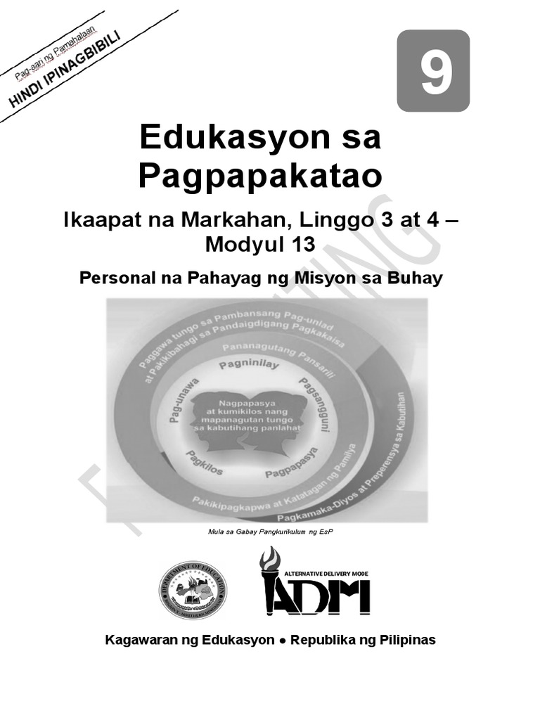 Esp9 - q4 - Mod13 - Personal Na Pahayag NG Misyon Sa Buhay - v5 | PDF