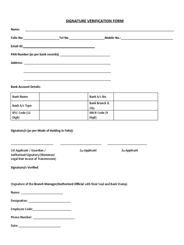 Signature Verification Form | PDF