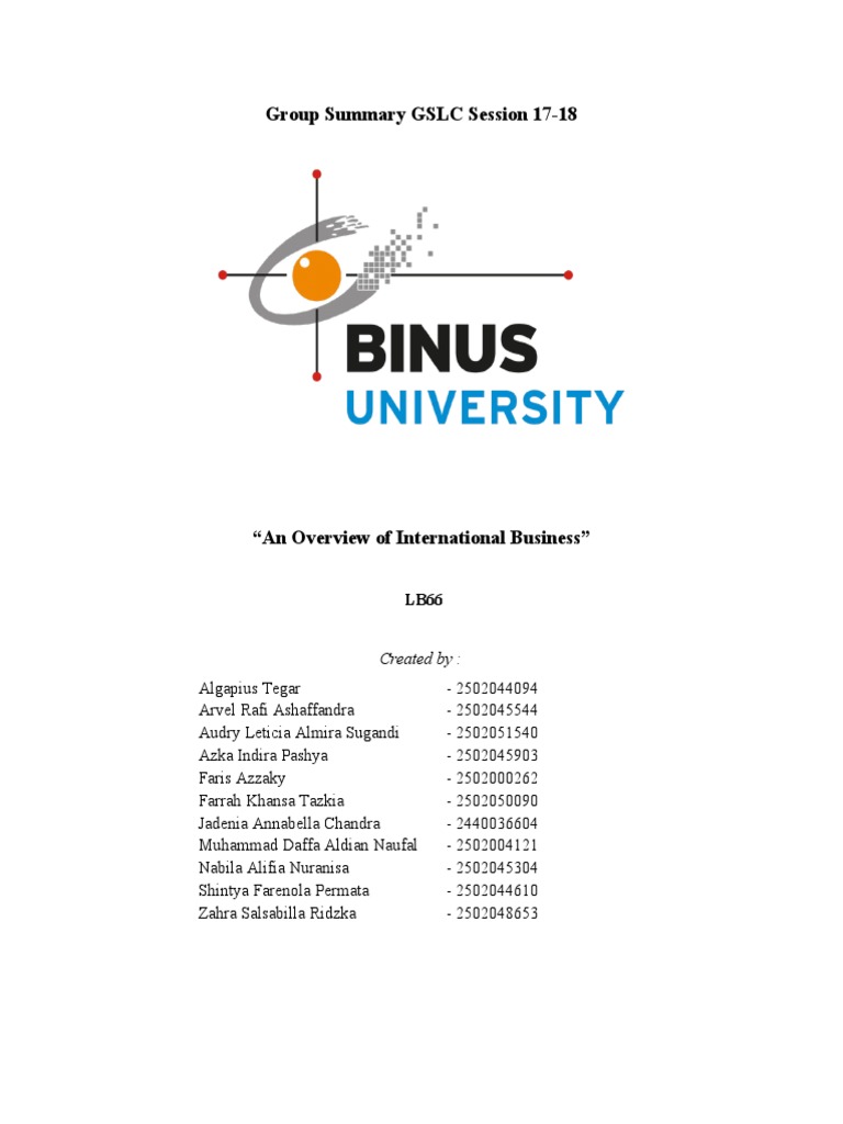 Group Summary GSLC Session 17-18: Created by | PDF | Globalization | Trade