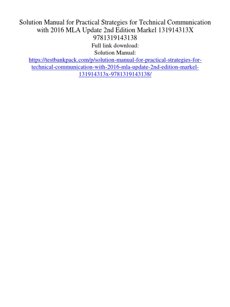 Practical Strategies For Technical Communication With MLA Update 2nd Edition Markel 131914313X ...