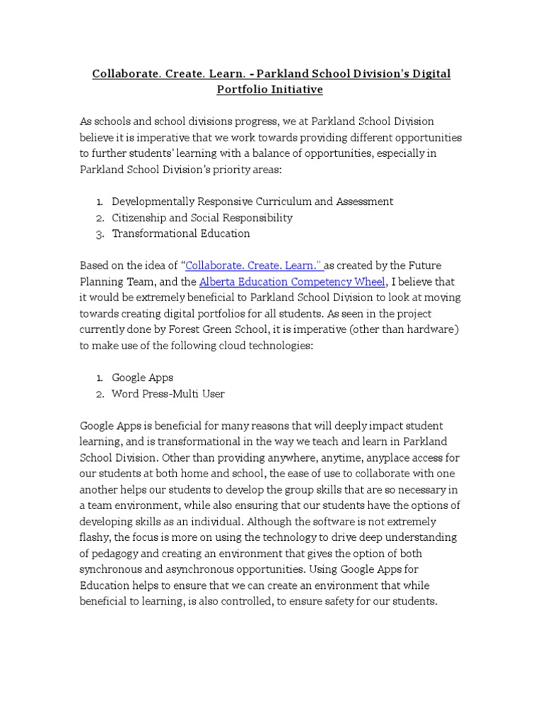 Digital Portfolios in PSD70 Initiative | PDF | Literacy | Social Media