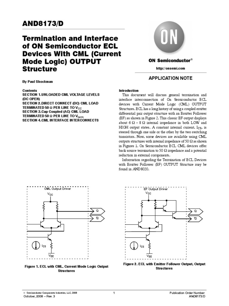 Termination and Interface of On Semiconductor ECL Devices With CML ...