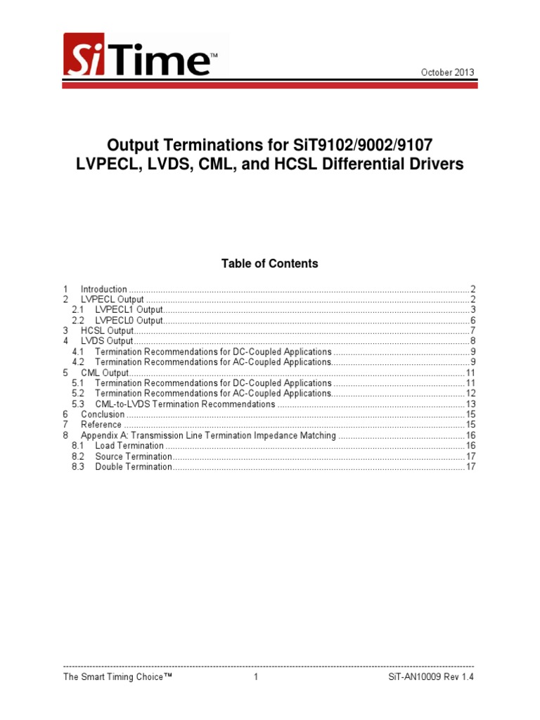 Output Terminations LVPECL, LVDS, CML, and HCSL Differential Drivers ...