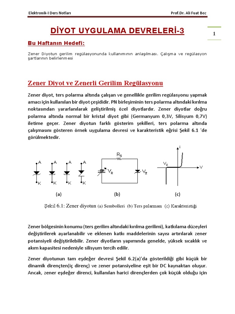 6.hafta Ders Notları Diyot Uygulama Devreleri-3 | PDF