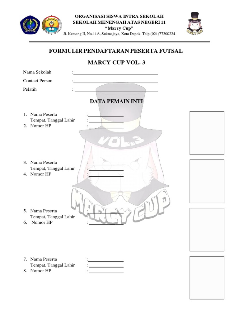 Formulir Futsal Marcy Cup | PDF
