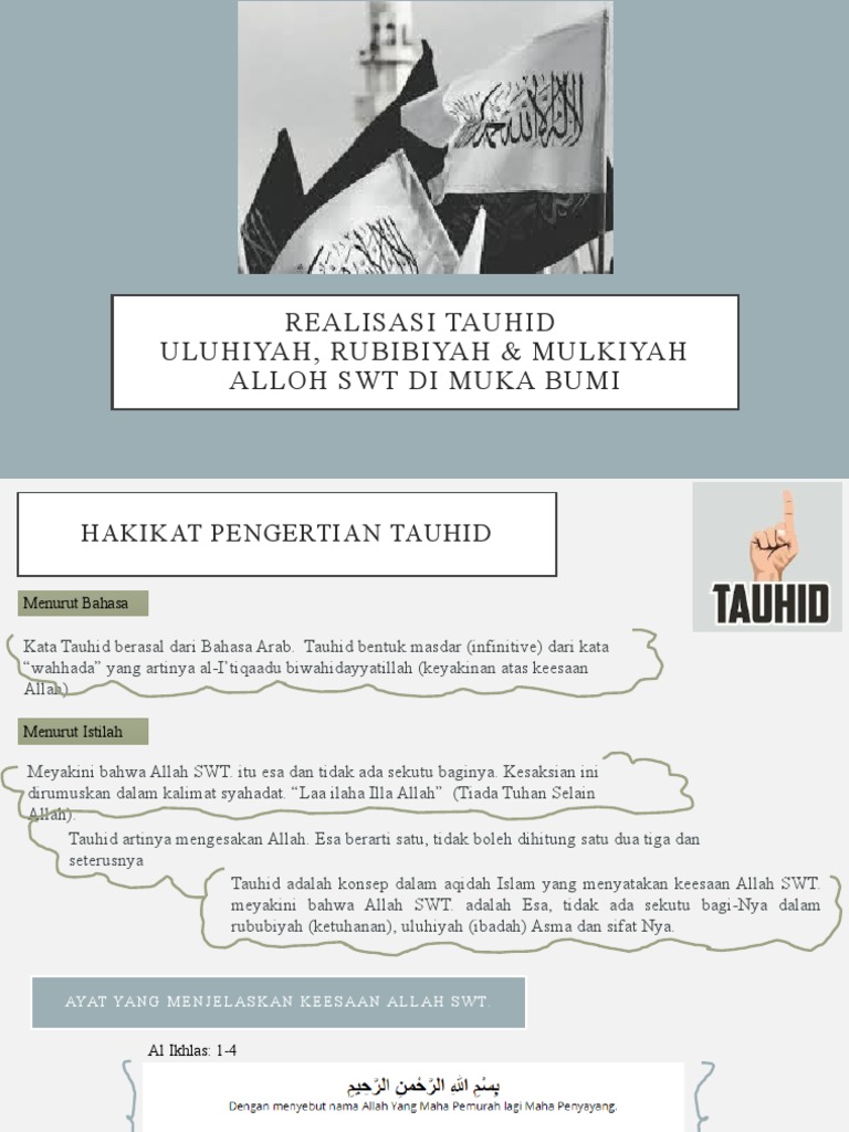 Materi 7 Realisasi Tauhid Uluhiyah Rububiyah & Mulkiyah Alloh Di Muka ...