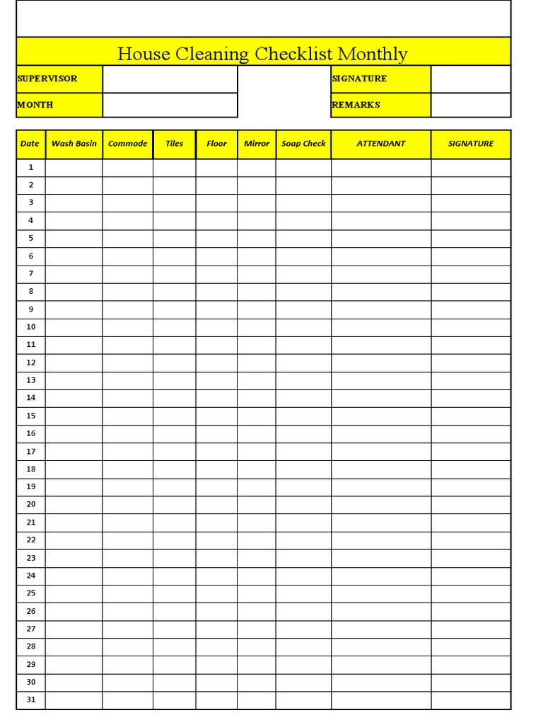 House Cleaning Format | PDF