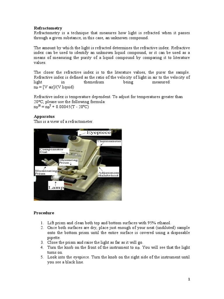 Refractometry and Polarimetry Techniques | PDF | Physical Sciences ...