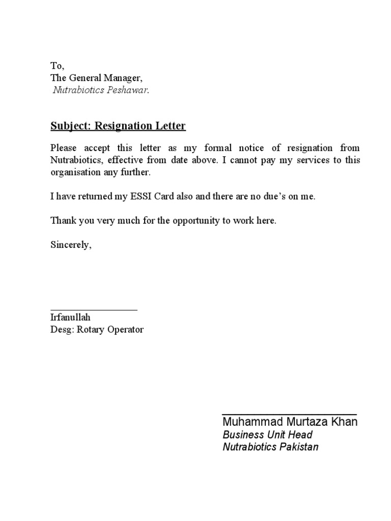 Simple Resignation Letter Template | PDF | Wellness