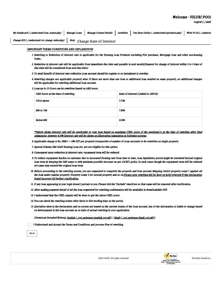 Change Rate of Interest - LIC HFL - Customer Portal | PDF | Loans | Interest