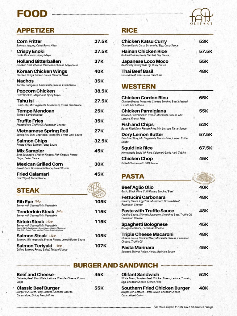 Menu Olifant | PDF | Hamburgers | French Fries