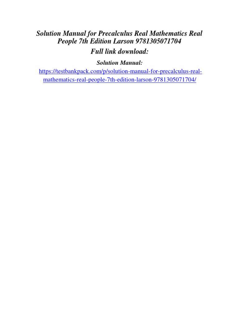 Precalculus Real Mathematics Real People 7th Edition Larson Solution ...