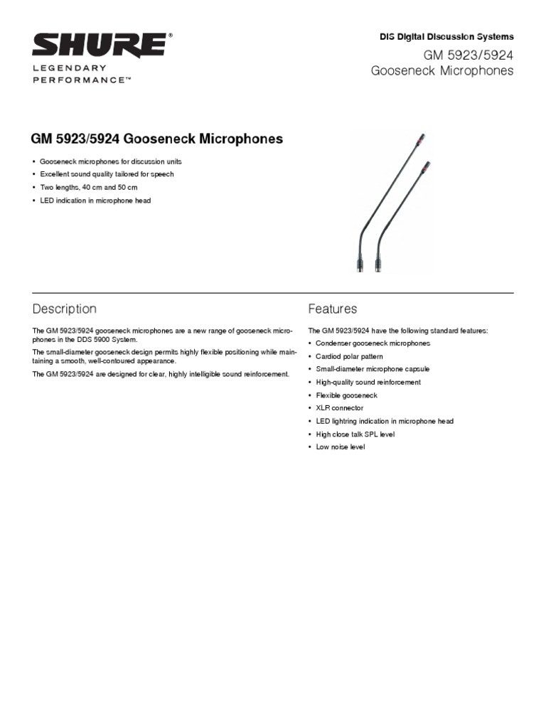 Shure Gooseneck Mic | PDF | Microphone | Signal Processing