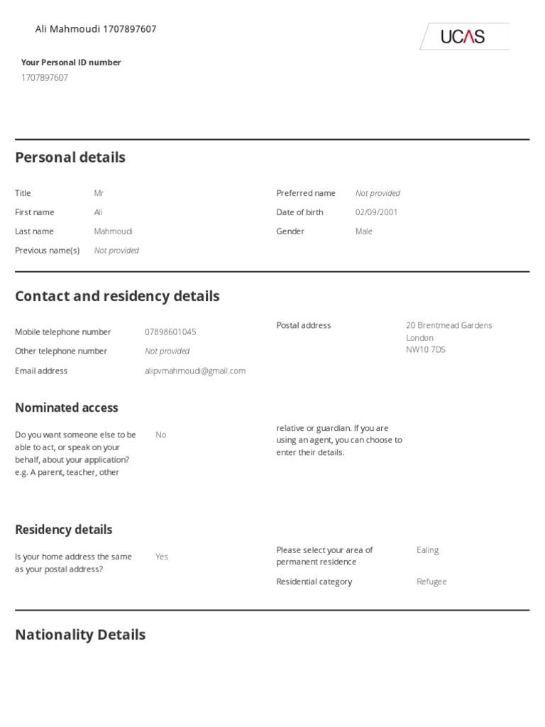 Ali Mahmoudi's University Application | PDF