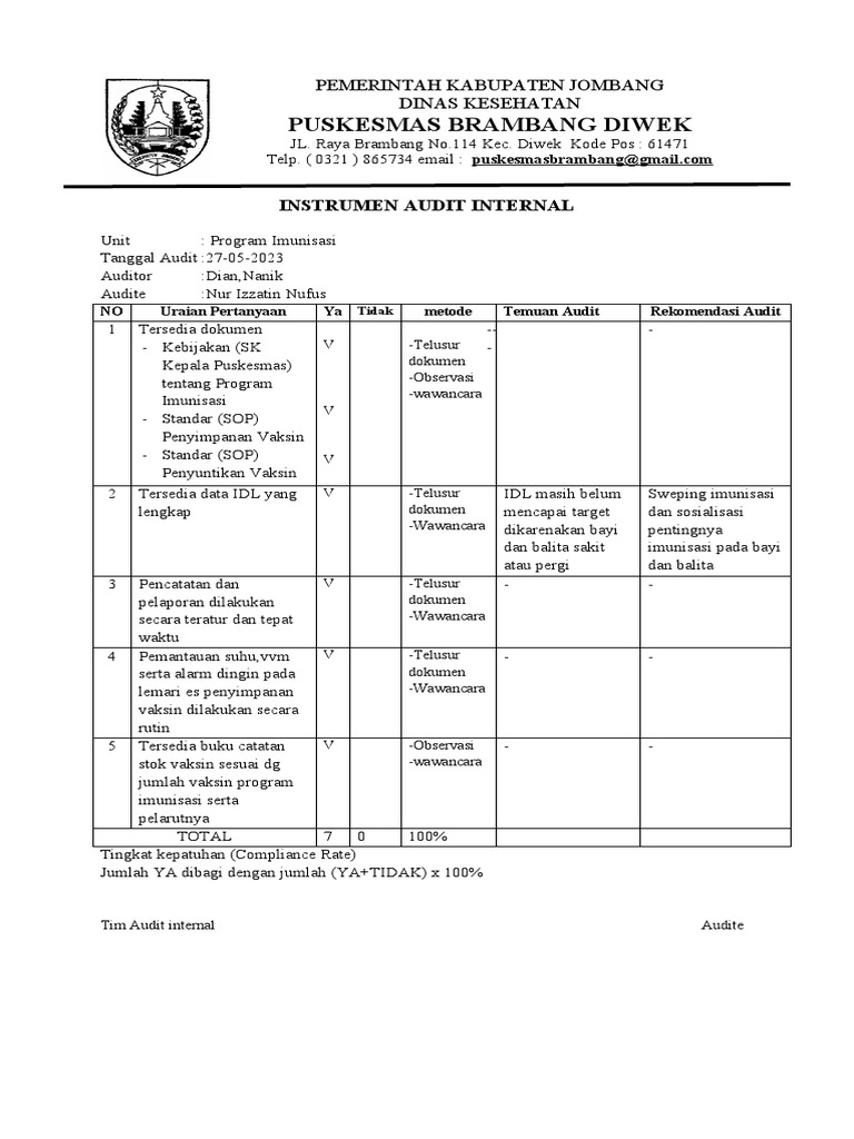 Instrumen Audit TW 2 | PDF | Kesehatan Holistik