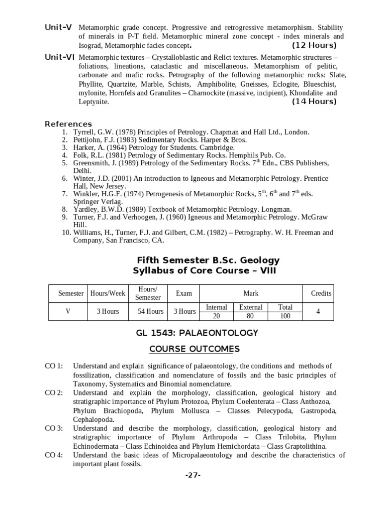 Theory Syllabus | PDF | Taxonomy (Biology) | Rock (Geology)