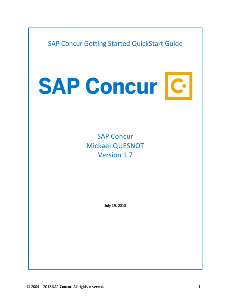 Sap Concur Getting Started Quickstart Guide: July 19, 2018 | PDF | Computing | Software