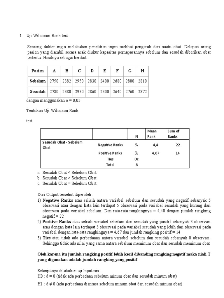 Uji Mann Whitney and Wilcoxon Rank Test | PDF