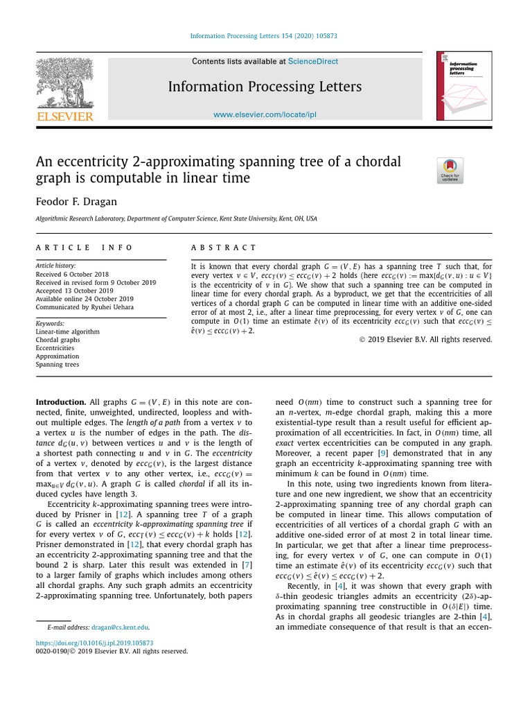 Spanning Tree Of A Chordal Graph Pdf Vertex Graph Theory Graph Theory 1042