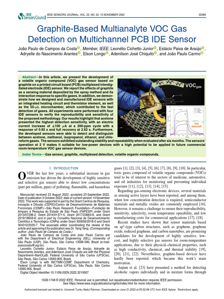 Graphite-Based Multianalyte VOC Gas Detection On Multichannel PCB IDE Sensor | PDF | Volatile ...