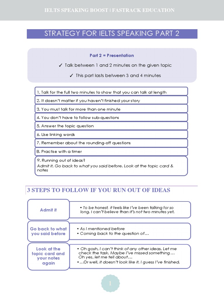 Strategy For Ielts Speaking Part 2 | PDF