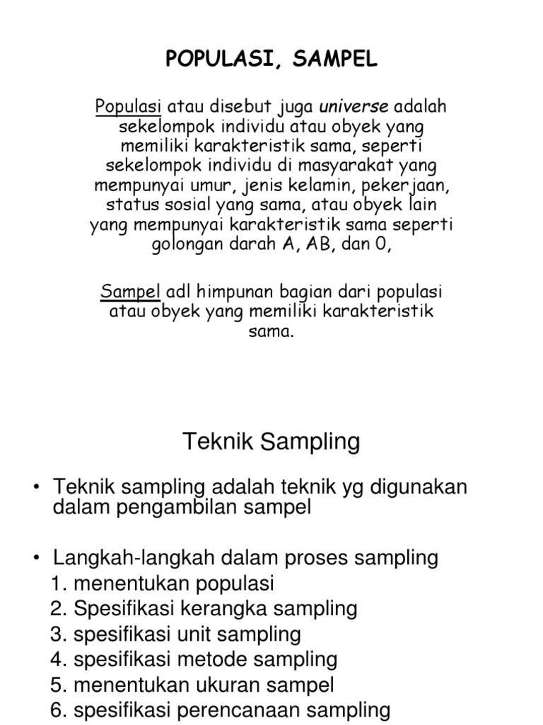 Populasi, Sampel Dan Teknik Sampling | PDF