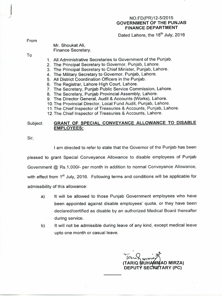 Special Conveyance Allowance | PDF