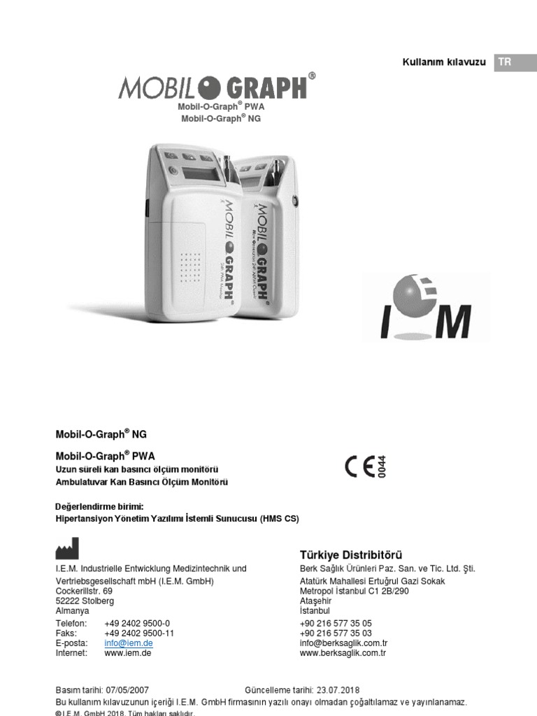 TANSİYON HOLTER IEM-Mobil-O-Graph-Manual Türkçe 4041346000213 | PDF