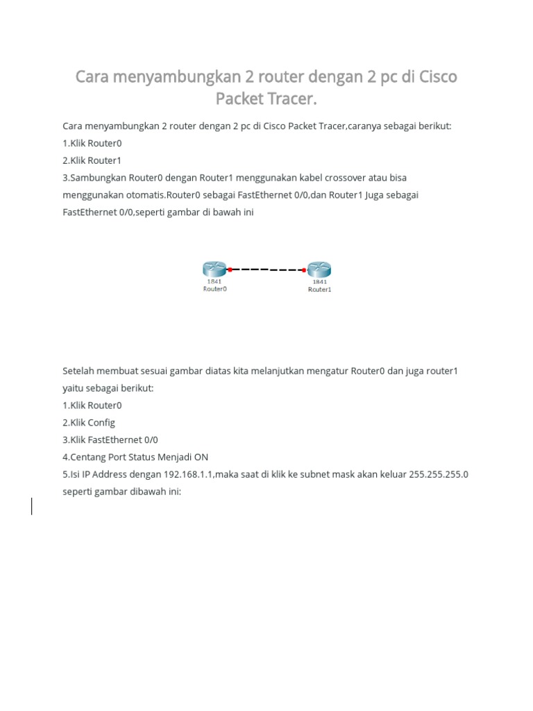Cara Menyambungkan 2 Router Dengan 2 PC Di Cisco Packet Tracer 2 | PDF ...
