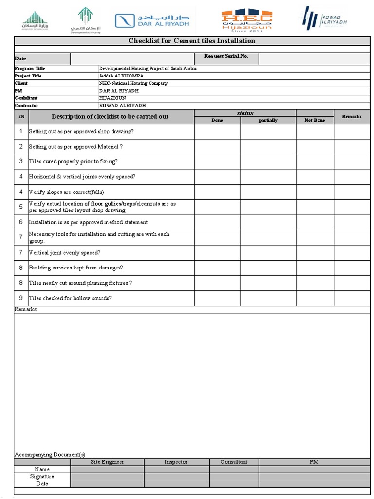 Terrazzo tiles Checklist | PDF