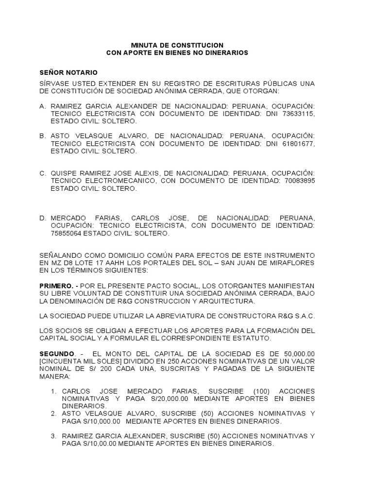 Minuta de Constitucion | PDF | Business