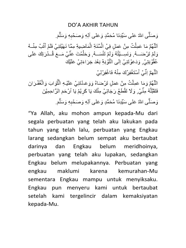 Doa Awal dan Akhir Tahun Islami | PDF