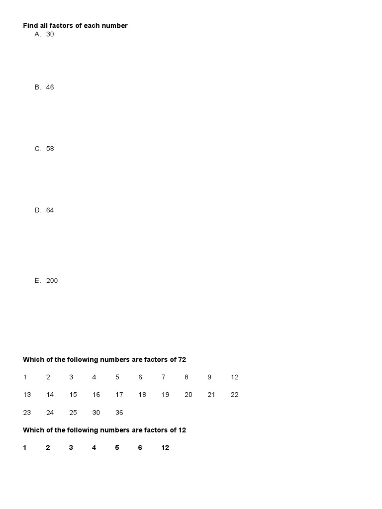 Factors and Multiples of Numbers Guide | PDF
