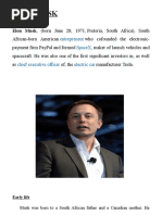 Elon Musk A Biography by Ashlee Vance | PDF | Space X | Elon Musk