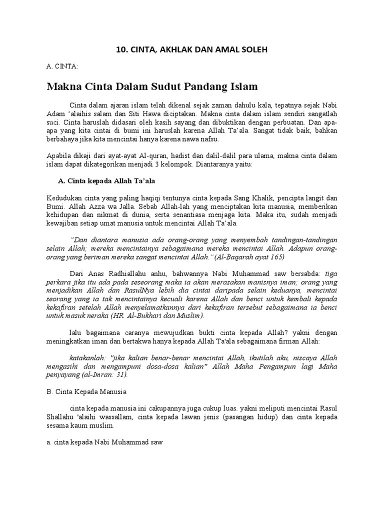Cinta Akhlak Dan Amal Soleh Judul 10 | PDF