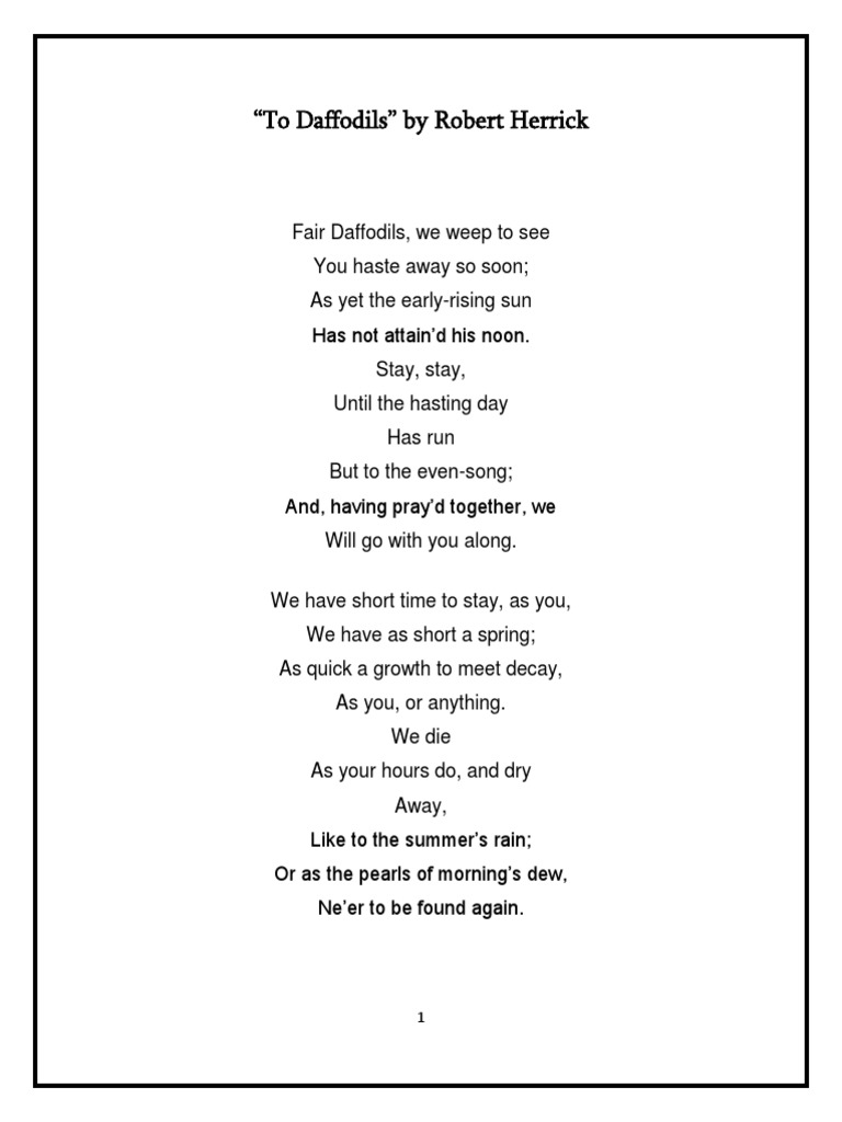 "To Daffodils" by Robert Herrick | PDF | Poetry | Word