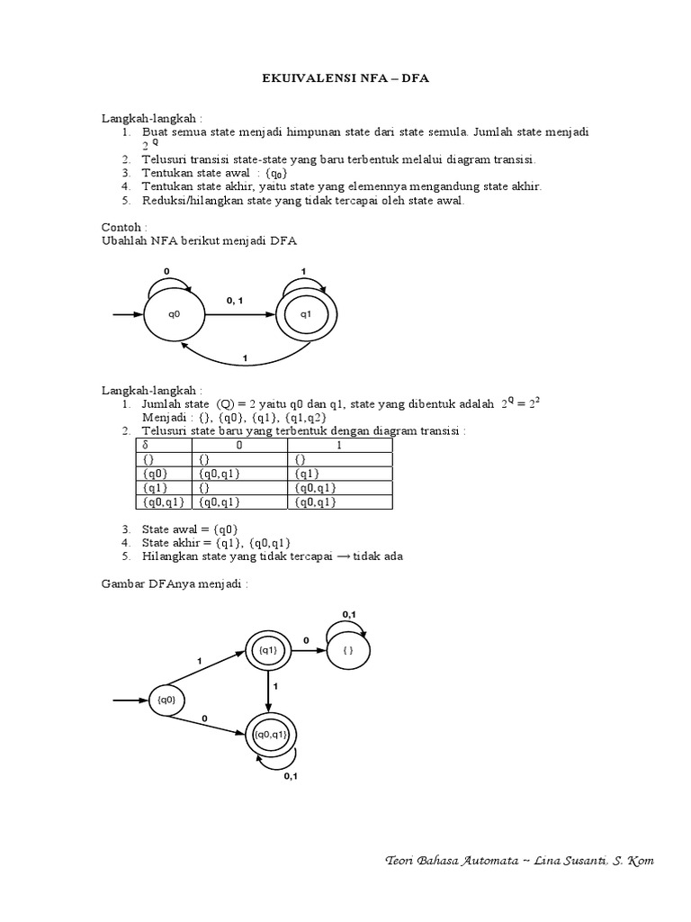 Ekuivalensi NFA dan DFA dalam Automata | PDF | Metode & Bahan Ajar
