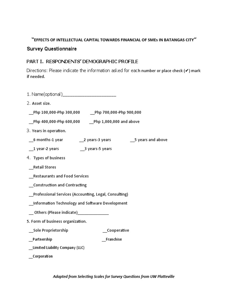 Questionnaire For Research | PDF | Small And Medium Sized Enterprises | Collaboration