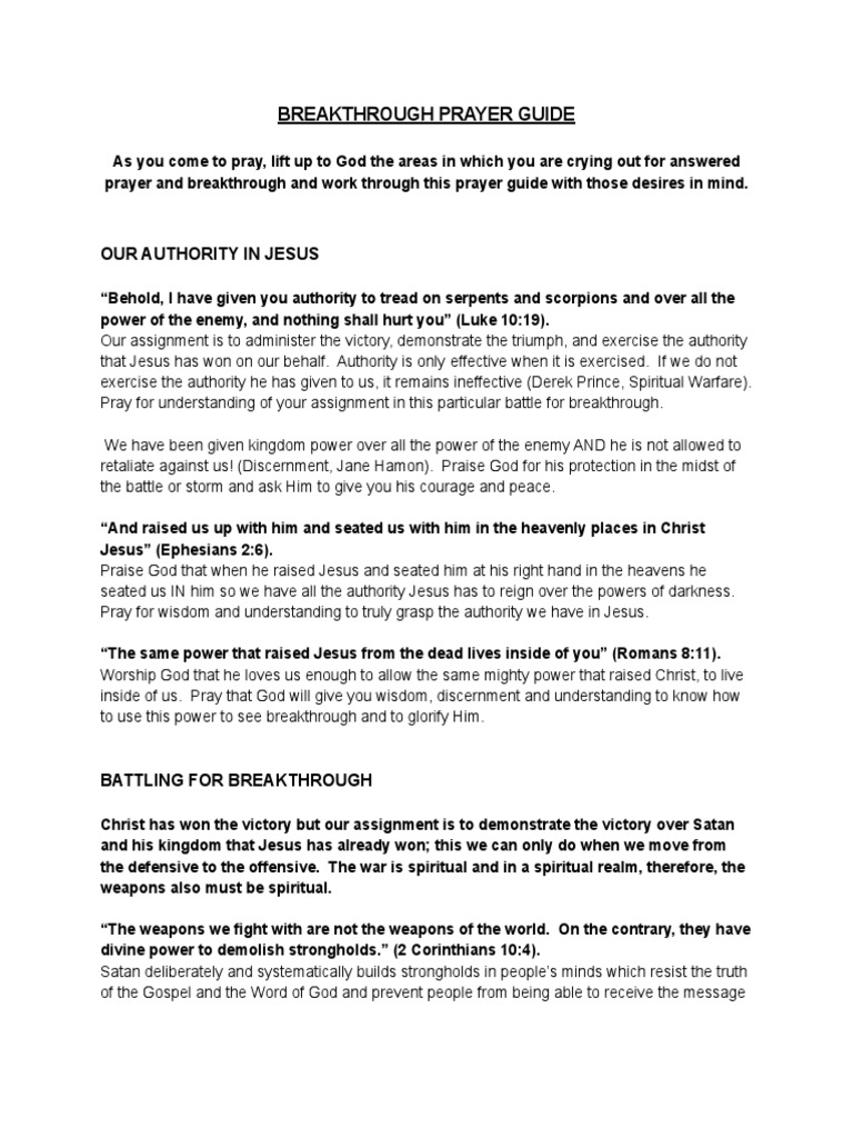 Breakthrough Prayer Guide | PDF | Prayer | Jesus